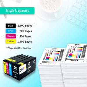 HIINK Compatible Ink Replacement for HP 950 951 950XL 951XL High Yield Ink Cartridges Used in HP OfficeJet Pro 8600 8100 8610 8620 8660 8630 8640 8615 8625 251DW 276DW 271DW (BK, C, M, Y, 4-Pack)