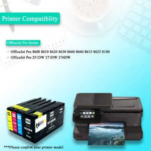 HIINK Compatible Ink Replacement for HP 950 951 950XL 951XL High Yield Ink Cartridges Used in HP OfficeJet Pro 8600 8100 8610 8620 8660 8630 8640 8615 8625 251DW 276DW 271DW (BK, C, M, Y, 4-Pack)