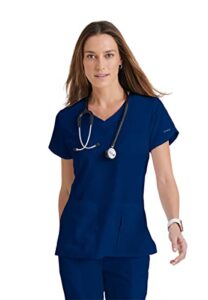 grey's anatomy 41423 4 pkt crossover v-neck top (indigo, medium)