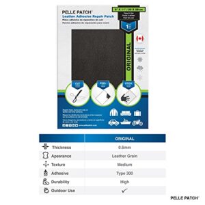 Pelle Patch - Black Leather Repair Kit for Car Seat - Black Leather Repair Tape for Couches - Vinyl and Leather Seat Repair Kit for Cars - Black Leather Tape for Furniture - Black 8x11