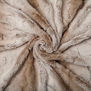 Chanasya Faux Fur Ombre Throw Blanket - Super Soft, Lightweight Minky Blanket with Fuzzy Sherpa Side - 50" x 65” - Brown