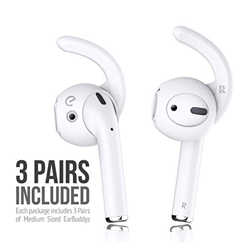 KeyBudz EarBuddyz 2.0 Ear Hooks and Covers Accessories Compatible with Apple AirPods or EarPods Headphones/Earphones/ Earbuds (3 Pairs) (Clear)