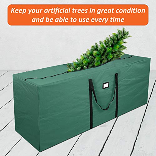 Primode Christmas Tree Storage Bag | Fits Up to 9 Ft. Tall Disassembled Tree | 25" Height X 20" Wide X 65" Long | Durable 600D Oxford Material | Heavy Duty Xmas Storage Container (Green)