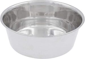 fuzzy puppy food & water bowl for cats & dogs, heavy-duty stainless steel, silver, 1 quart