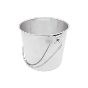 fuzzy puppy heavy duty pail with contoured handle, great for dog, cat and critter crates, kennels, coups & cages, stainless steel, silver, 6-quart (hdp-6)