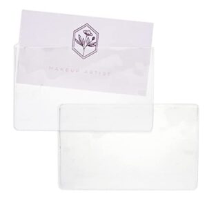 100-Pack Clear Business Card Pockets Holders 3.75x2 in, Self-Adhesive Top Load Plastic Protector and Sleeves Labels, Bulk Set for Storage, Organization, Labeling