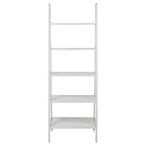 Casual Home 5-Shelf Ladder Bookcase, White