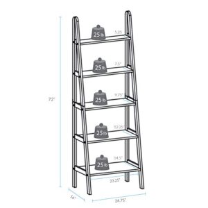 Casual Home 5-Shelf Ladder Bookcase, White