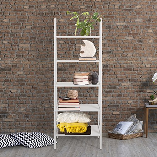 Casual Home 5-Shelf Ladder Bookcase, White