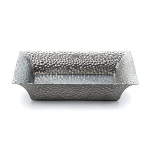 rsvp international endurance collection stainless steel kitchen counter decor, sponge & dish soap sink protector tray/holder, dishwasher safe, 8.25" square, embossed matte silver