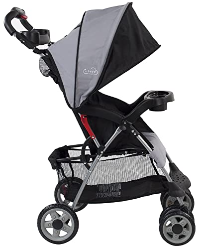 Kolcraft Cloud Plus Lightweight Easy Fold Compact Toddler Stroller and Baby Stroller for Travel, Large Storage Basket, Multi-Position Recline, Convenient One-hand Fold, 13 lbs - Slate Gray