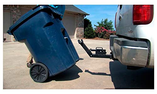 GREAT DAY Tote Caddy Trash Can Transporter - Fits Truck/Auto/Golf Cart/ATV With 2in Hitch Receiver - 200 lbs Weight Capacity - Black Powder-Coated Finish, TC5000