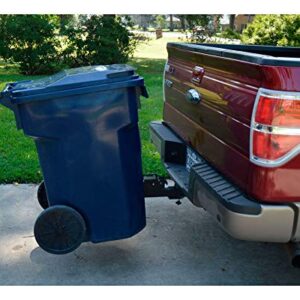 GREAT DAY Tote Caddy Trash Can Transporter - Fits Truck/Auto/Golf Cart/ATV With 2in Hitch Receiver - 200 lbs Weight Capacity - Black Powder-Coated Finish, TC5000