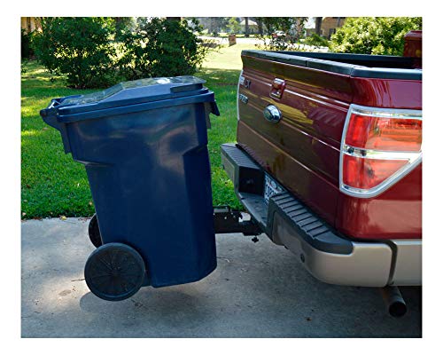 GREAT DAY Tote Caddy Trash Can Transporter - Fits Truck/Auto/Golf Cart/ATV With 2in Hitch Receiver - 200 lbs Weight Capacity - Black Powder-Coated Finish, TC5000