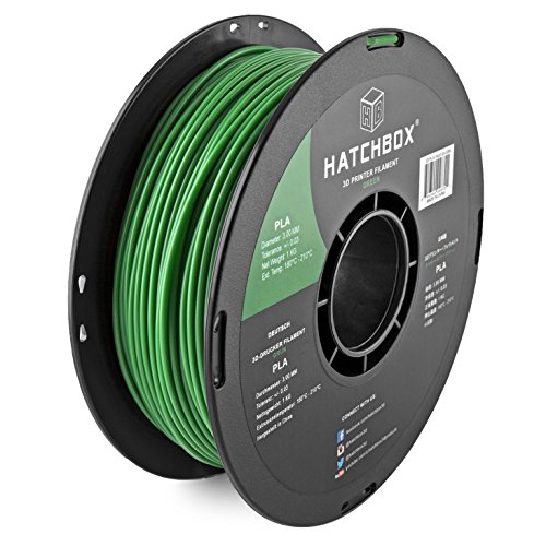 HATCHBOX PLA 3D Printer Filament, Dimensional Accuracy +/- 0.03 mm, 1 kg Spool, 3.00 mm, Green