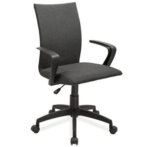 leick black linen apostrophe office chair with black caster base