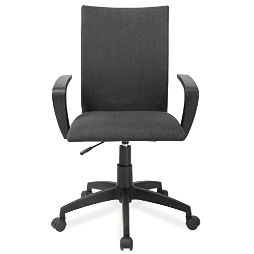 Leick Black Linen Apostrophe Office Chair with Black Caster Base