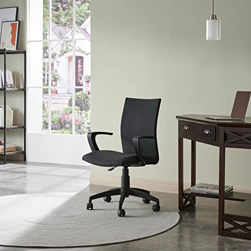 Leick Black Linen Apostrophe Office Chair with Black Caster Base