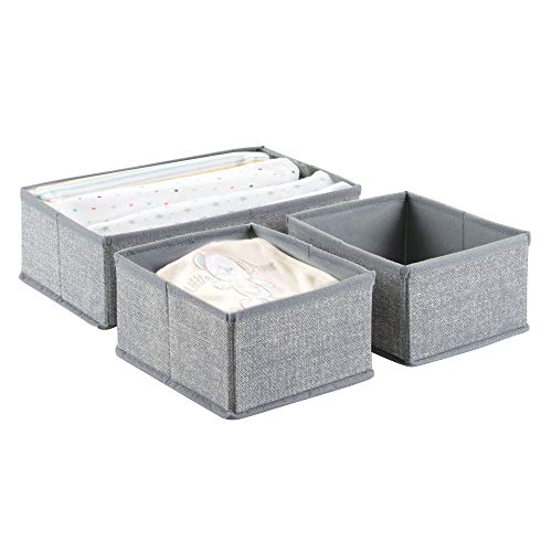 iDesign Aldo Fabric Collapsible Drawer Organizer Cubes - Gray (Set of 3)