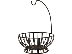 gourmet basics by mikasa band and stripe metal fruit basket with banana hook, antique black