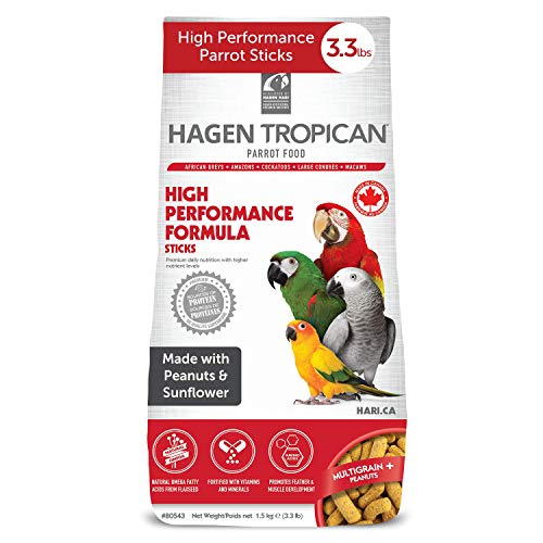 Hari Hagen Tropican High Performance Parrot Food, 3.3 ib Parrot Sticks with Peanuts & Sunflower Seeds and Higher Nutrition Levels