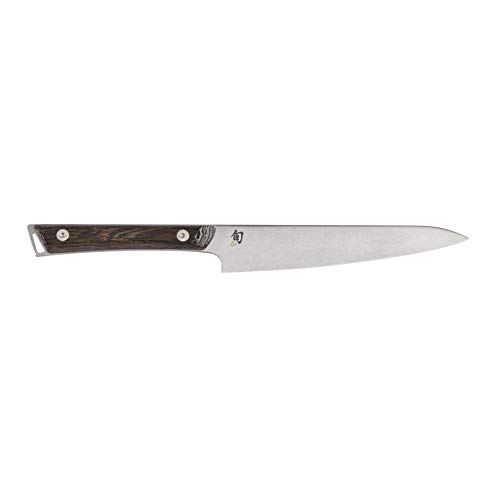 Shun Cutlery Kanso Utility Knife 6", Narrow, Straight-Bladed Kitchen Knife Perfect for Precise Cuts, Ideal for Preparing Sandwiches or Trimming Small Vegetables, Handcrafted Japanese Knife,Silver