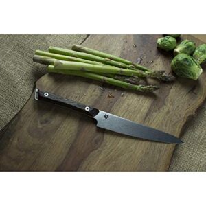 Shun Cutlery Kanso Utility Knife 6", Narrow, Straight-Bladed Kitchen Knife Perfect for Precise Cuts, Ideal for Preparing Sandwiches or Trimming Small Vegetables, Handcrafted Japanese Knife,Silver