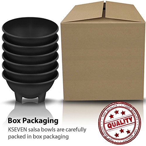 6 Pack of Salsa Bowls, Black Plastic Mexican Molcajete Chips Guacamole, Serving Dish, Sauce Cup, Side dish, Snack, Chips, Dip, Nuts or Candy. Great to use at any event.