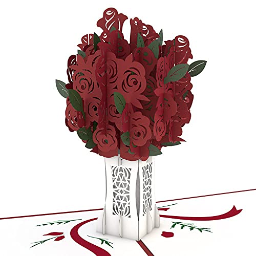 Lovepop Red Rose Arrangement Classic Pop Up Card, 5x7-3D Greeting Card, Pop Up Card for Mom, Anniversary Card for Wife, Love Card, Thinking of You