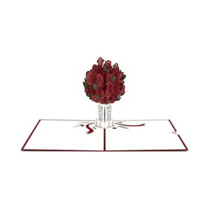 Lovepop Red Rose Arrangement Classic Pop Up Card, 5x7-3D Greeting Card, Pop Up Card for Mom, Anniversary Card for Wife, Love Card, Thinking of You