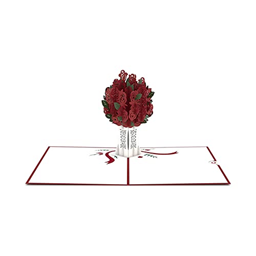 Lovepop Red Rose Arrangement Classic Pop Up Card, 5x7-3D Greeting Card, Pop Up Card for Mom, Anniversary Card for Wife, Love Card, Thinking of You