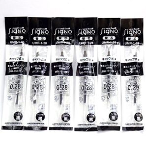 uni-ball signo extra fine point gel pen refills black ink 0.28 mm set of 6 (japan import)