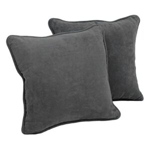 blazing needles corded microsuede throw pillow, 18", steel grey 2 count