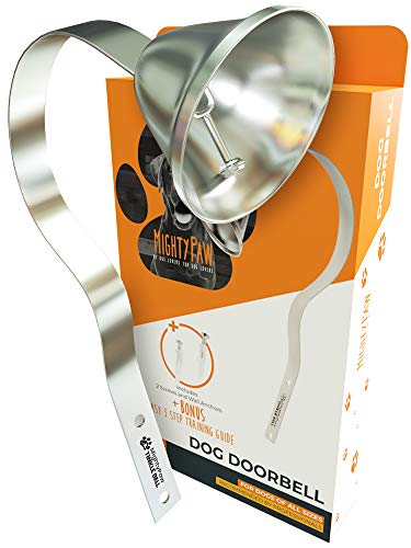 Mighty Paw Metal Potty Bell, an All Metal Dog Doorbell with Sleek Silver Bell and Support, The Thick-Walled Durable Bell Optimizes Sound Quality. Includes Free Training Tips