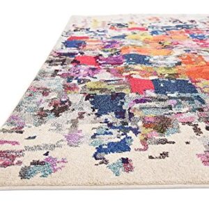 Unique Loom Estrella Collection Abstract, Bright Colors, Distressed, Modern Area Rug, 8 ft x 11 ft, Multi/Beige