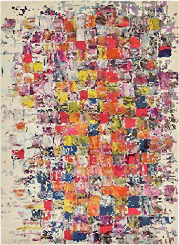 Unique Loom Estrella Collection Abstract, Bright Colors, Distressed, Modern Area Rug, 8 ft x 11 ft, Multi/Beige