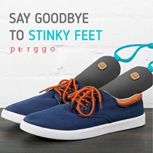 PURGGO Bamboo Charcoal Shoe Deodorizer Air Purifying Bag - Natural Odor Eliminator - Last 365+ Days - No Chemicals - Air Freshener for Shoes and Closet - Remove Odor Naturally - [2 Pack] [Gray]