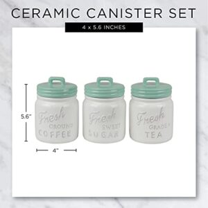 DII Kitchen Accessories Collection Ceramics, Jar Canister Set, Aqua, 3