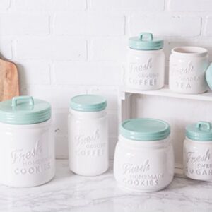 DII Kitchen Accessories Collection Ceramics, Jar Canister Set, Aqua, 3