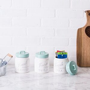 DII Kitchen Accessories Collection Ceramics, Jar Canister Set, Aqua, 3