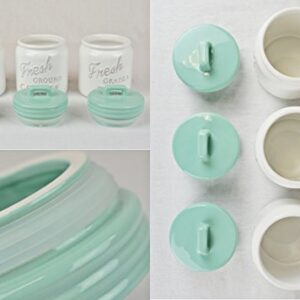 DII Kitchen Accessories Collection Ceramics, Jar Canister Set, Aqua, 3