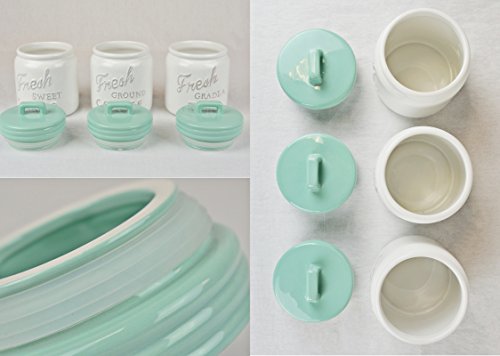 DII Kitchen Accessories Collection Ceramics, Jar Canister Set, Aqua, 3