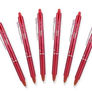 PILOT FriXion Ball 0.7mm Erasable Gel Pens, Fine Point, Red Ink, Pack Of 6