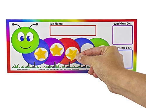 Kenson Kids “I Can Do It!” Caterpillar Token Board 10 Pack – Dry Erase Classroom- Student Incentive Star Charts - Ages 3-10 - Positive Reinforcement Boards with Customizable Goal Box-Measures 5 x 11”