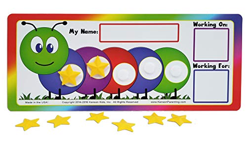 Kenson Kids “I Can Do It!” Caterpillar Token Board 10 Pack – Dry Erase Classroom- Student Incentive Star Charts - Ages 3-10 - Positive Reinforcement Boards with Customizable Goal Box-Measures 5 x 11”