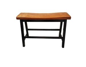 christopher knight home pomeroy 24" saddle benches, 2-pcs set, walnut / black