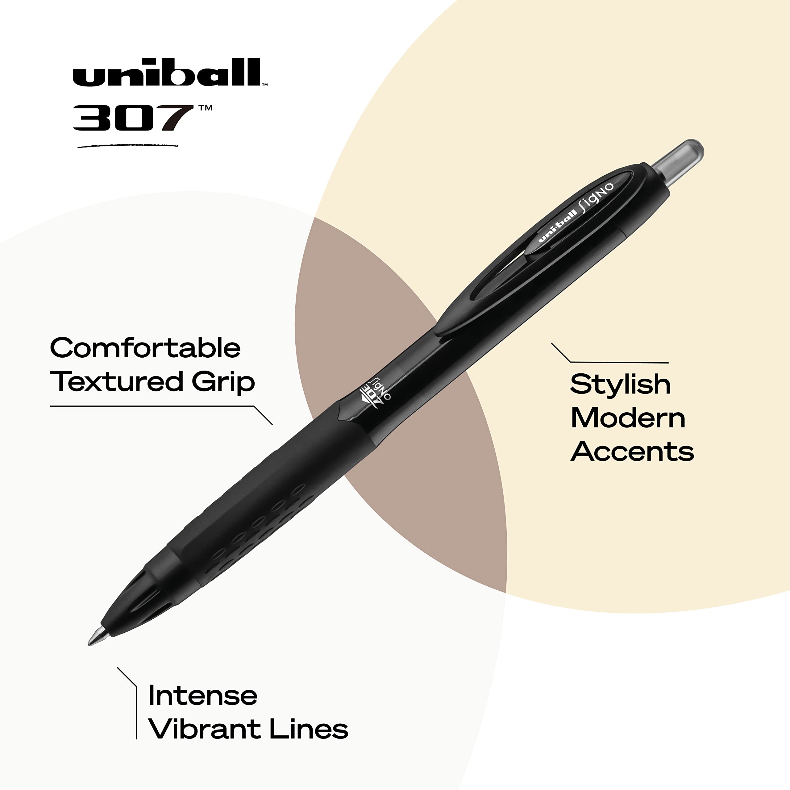 uni-ball 307 Retractable Gel Pens, Micro Point (0.5mm), Assorted, 3 Count