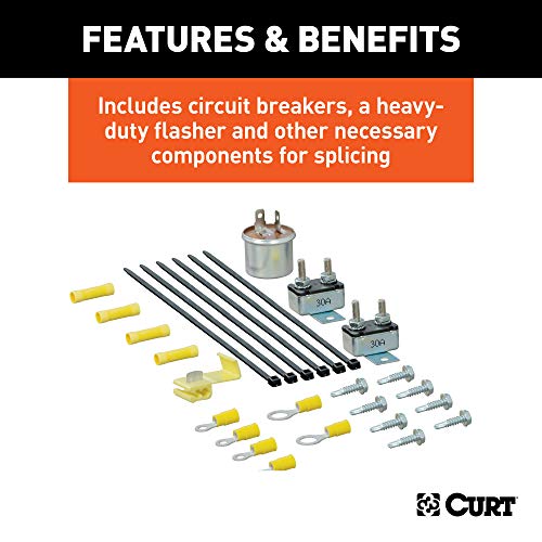 CURT 57186 4-Way Flat Vehicle-Side to 7-Way RV Blade Trailer Adapter with Brake Controller Wiring