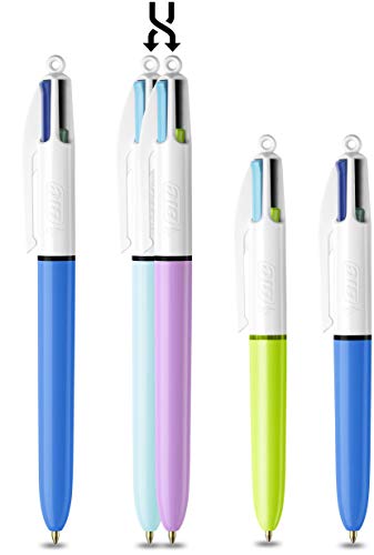 BIC 4 Colours Family Pen Pack - Variety Pack of 4 Pens Total (2 Original Size and 2 Mini Size) - Mix of Original and Fashion Colour Inks