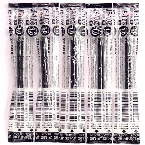 Zebra 1.0mm Black Ink Refill (JF-1.0), for Zebra Sarasa Clip 1.0 Gel Ballpoint Pen(JJE15-BK), × 5 Pack/total 5 pcs (Japan Import) [Komainu-Dou Original Package]